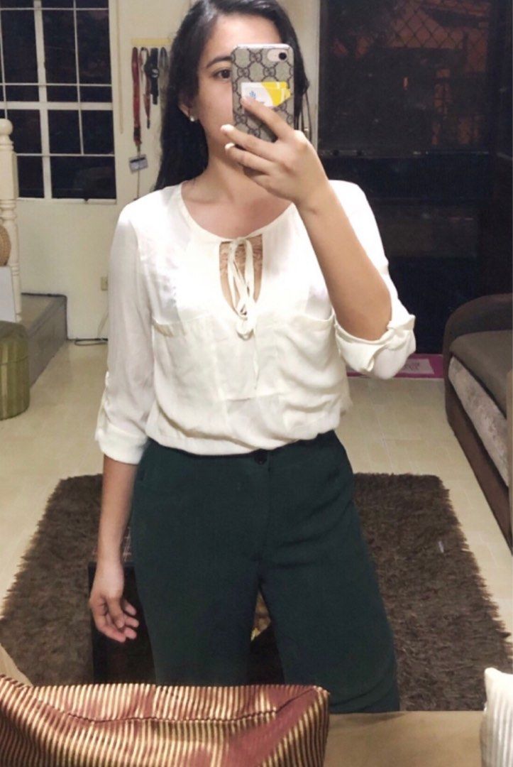 Zara Basic White Long Sleeve Formal Top, Women's Fashion, Tops, Blouses ...