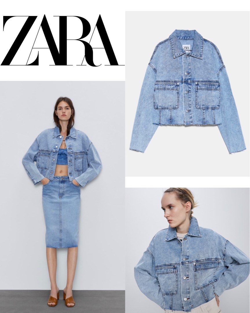 Zara denim cropped jacket, Women's Fashion, Coats, Jackets and ...