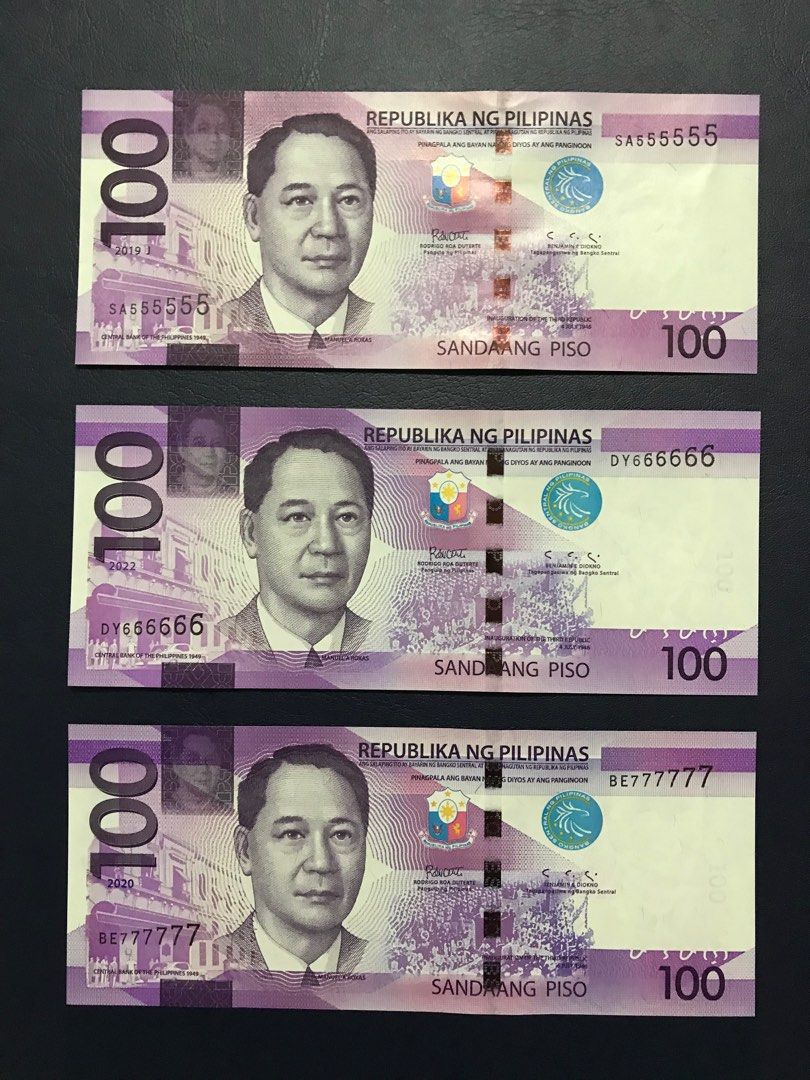 100 piso with Solid Serial number 1-2-3-4-5-6-7-8-9-1M, Hobbies & Toys ...