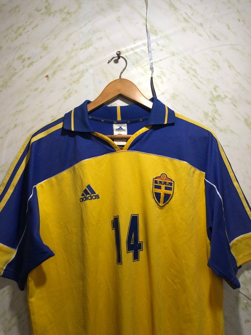Adidas Vintage Football Kit - Sweden Home 2000s, Men's Fashion, Tops ...