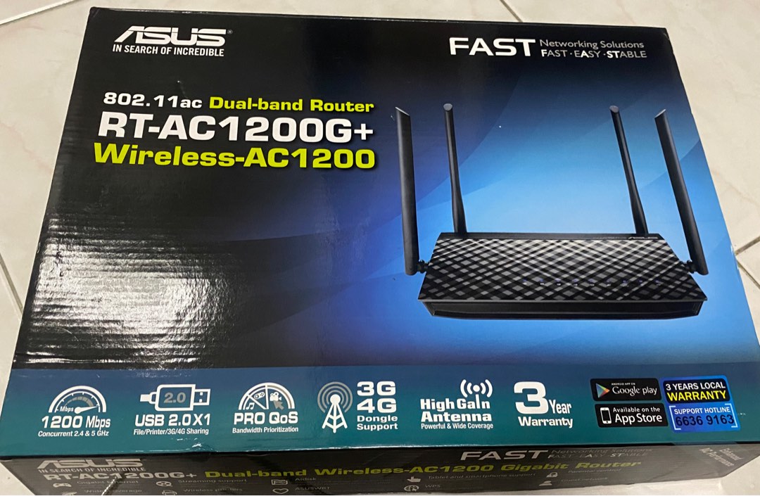 BNIB ASUS RT-AC1200G+ Router, Computers & Tech, Parts & Accessories ...