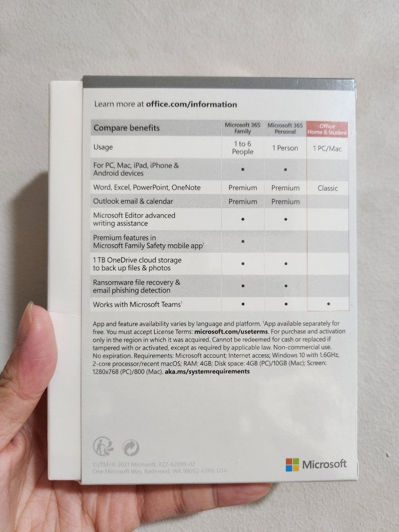 Authentic Box Microsoft Office Home and Student 2021 PC/Mac, Computers ...