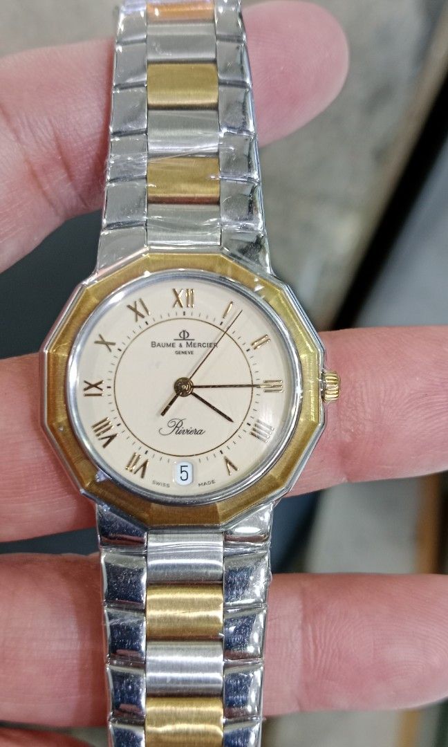 Baume & Mercier Riviera 5131.3 Steel Yellow gold, Barang Mewah, Jam ...