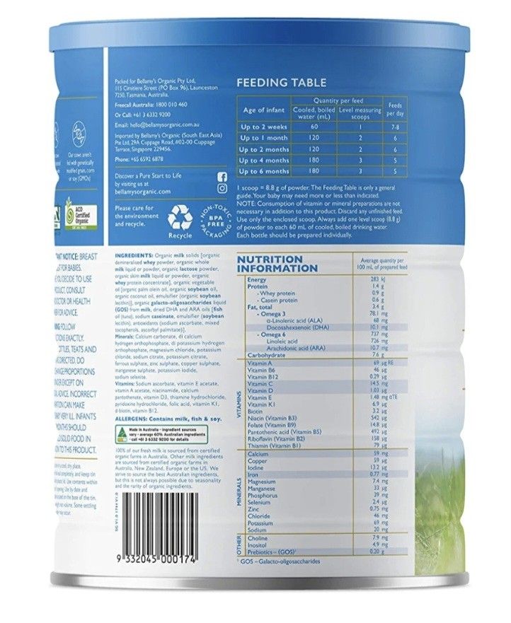 Bellamy Milk Powder 1, Babies & Kids, Nursing & Feeding, Breastfeeding ...
