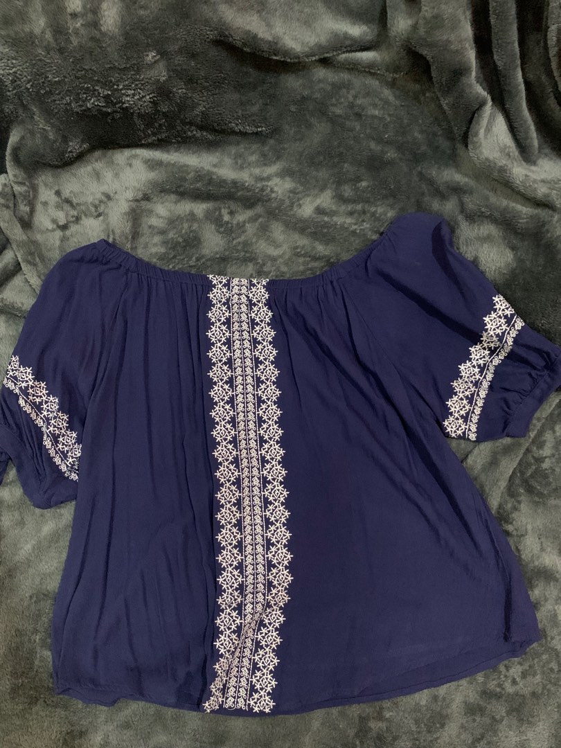 Bench Royal Blue Off Shoulder, Women's Fashion, Tops, Blouses on Carousell