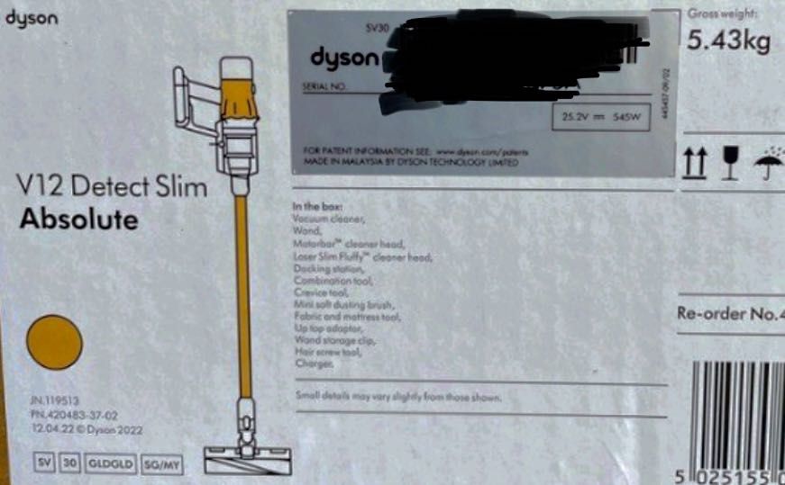 BNIB Dyson V12 Detect Slim Absolute with 2 attachments. , TV & Home ...