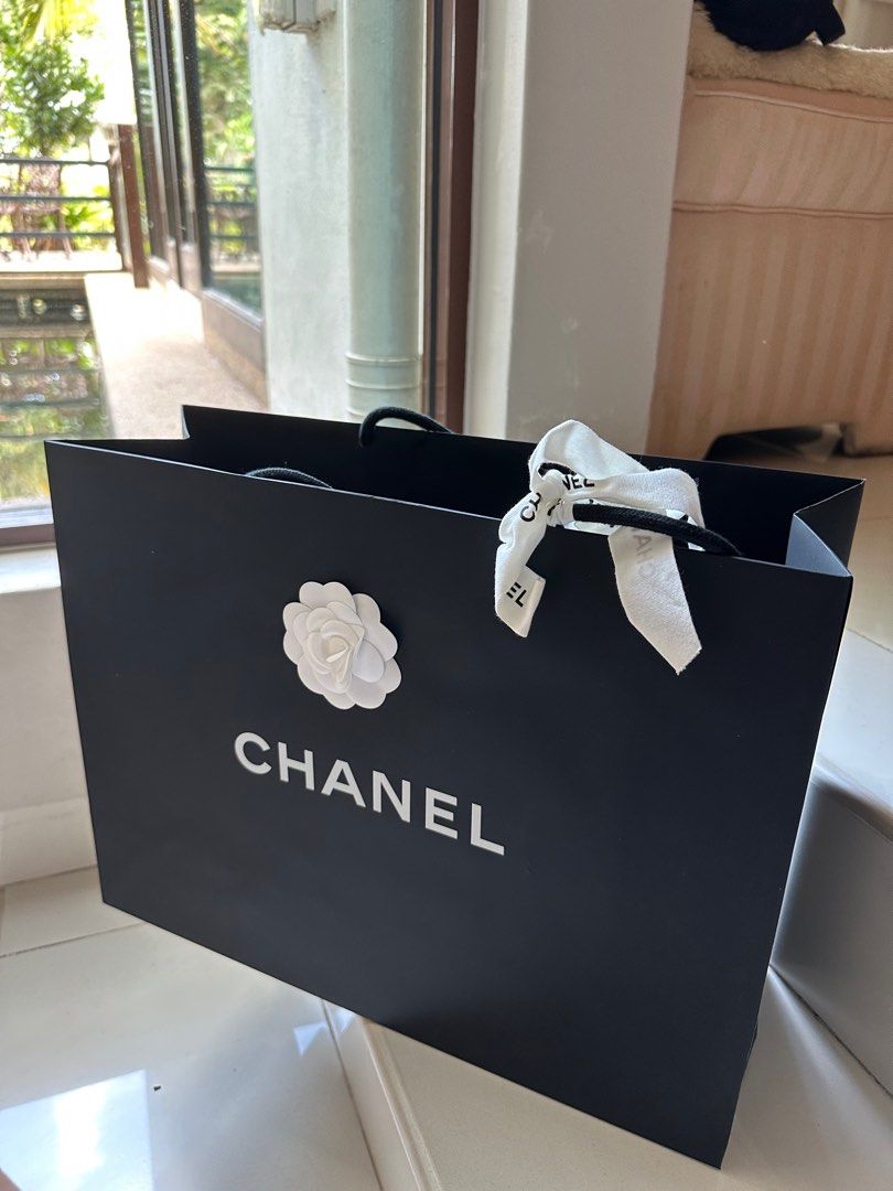 Chanel paper bag full set with Camellia flower and ribbon, Luxury ...