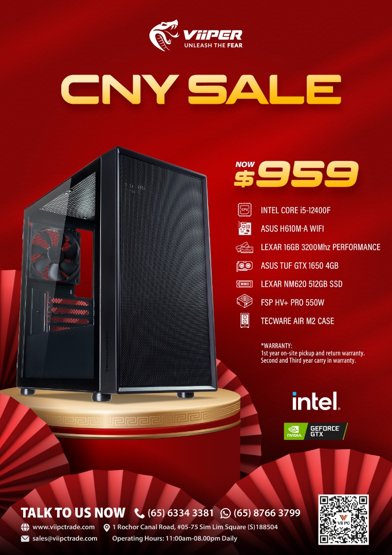 CNY SALE INTEL 12400F + GTX 1650 custom pc custom computer gaming pc ...