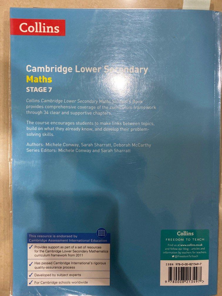Colins Cambridge Lower Secondary Maths Stage 7 : Student book, Hobbies ...