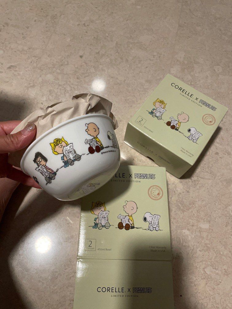 Corelle Snoopy Peanuts 450ml bowls x2 in a box, Furniture & Home Living ...