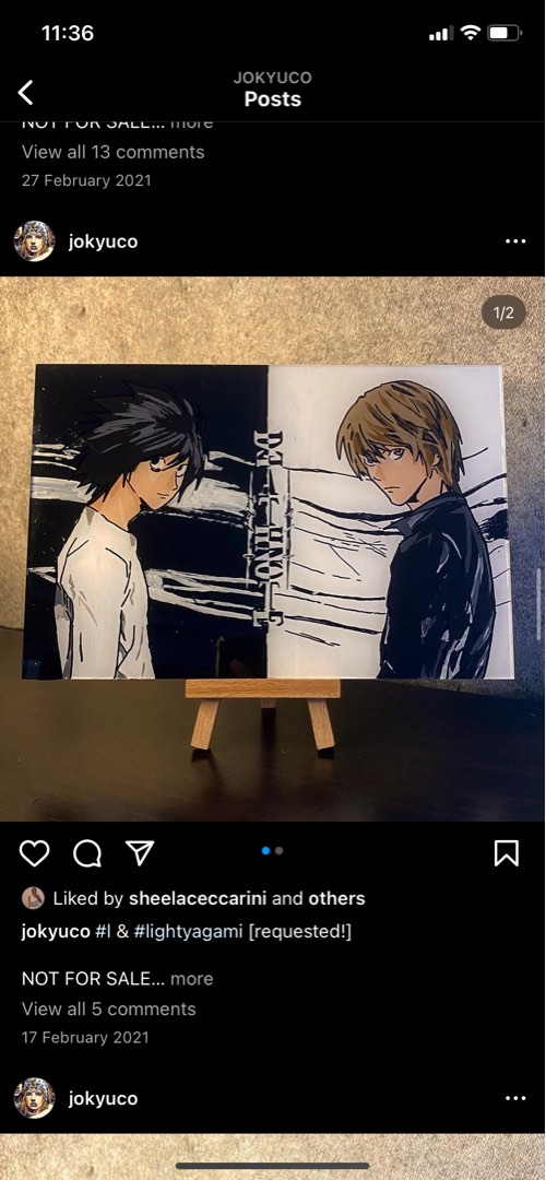 Death Note Handmade Acrylic Painting w/ Stand, Hobbies & Toys ...