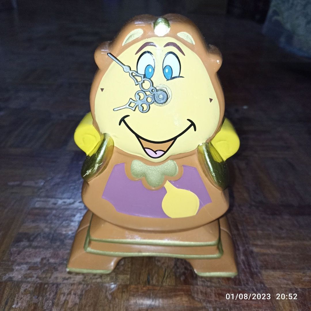 Disney Beauty and the Beast Cogsworth Ceramic Table Clock Authentic ...