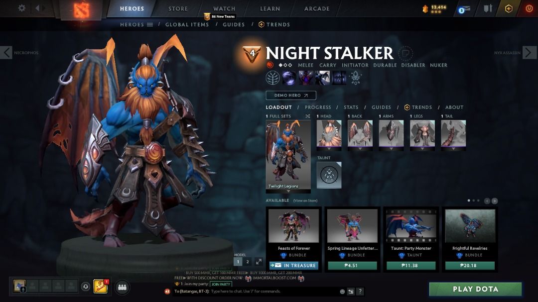 Dota 2 Ageless Heirlooms 2022 - Night Stalker Set, Video Gaming, Gaming ...