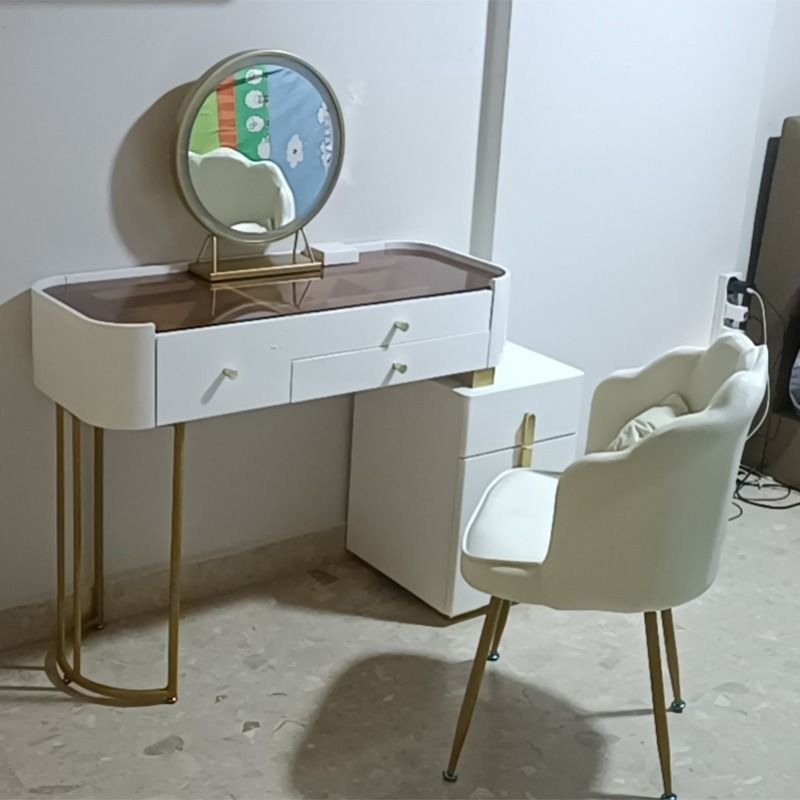 Dressing Table 100CM Toilet Table With Side Cabinet With Chair ...