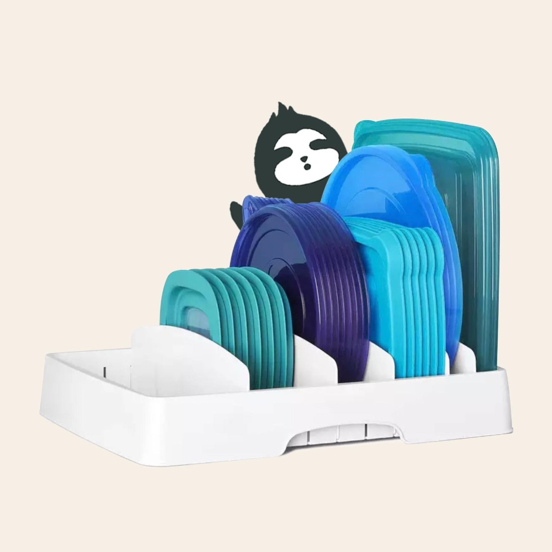 DWELLOGI | Adjustable Container Lid Organiser , Kitchen Drawer Storage ...