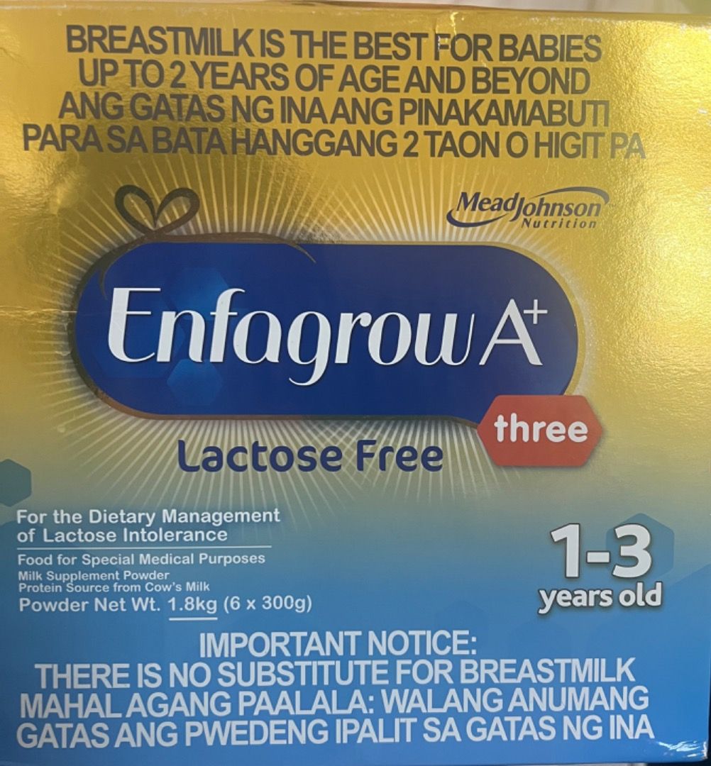 Enfagrow Lactose Free 1-3yrs old, Babies & Kids, Nursing & Feeding ...