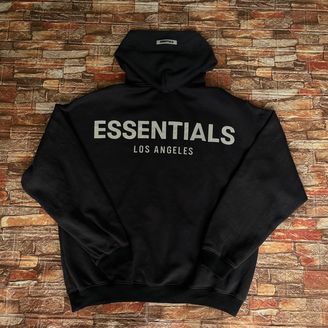 ESSENTIALS LOS ANGELES 3M REFLECTIVE HOODIE (BLACK ), Men's Fashion ...