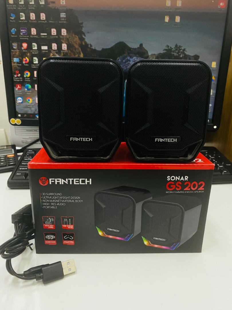 FANTECH GS202 Sonar 2.0 USB RGB Gaming Speakers for Laptop PC, Audio, Soundbars, Speakers ...