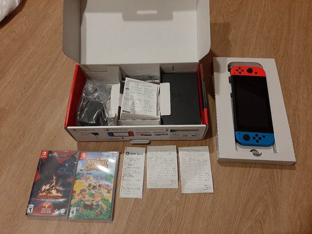 FULL SET NINTENDO SWITCH GEN 2 WITH 3 GAMES, Video Gaming, Video Game ...