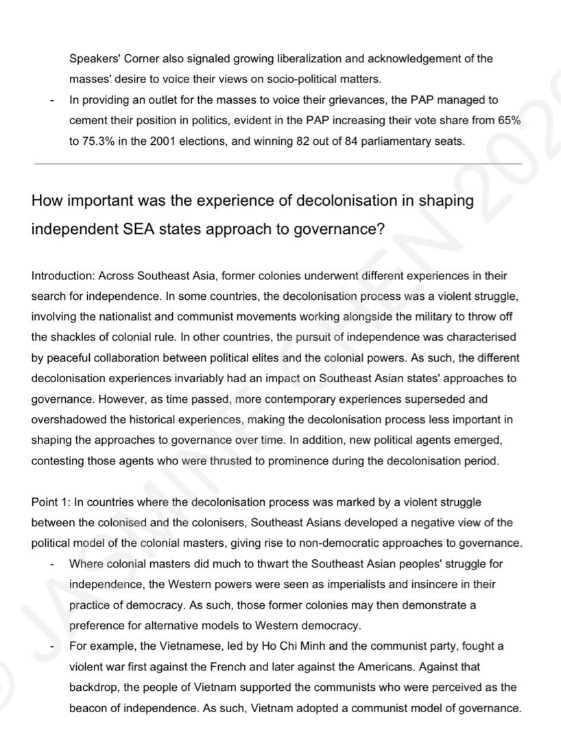 H2 History Notes/Model Essays by A Level 90 rank pointer/NTU Medicine ...