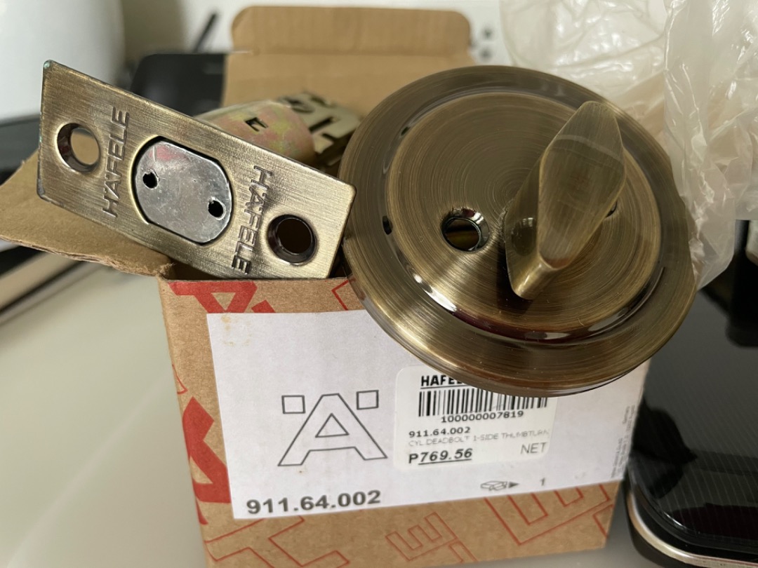 Hafele Cylindrical Deadbolt Knob Lockset - Antique Brass Finish ...