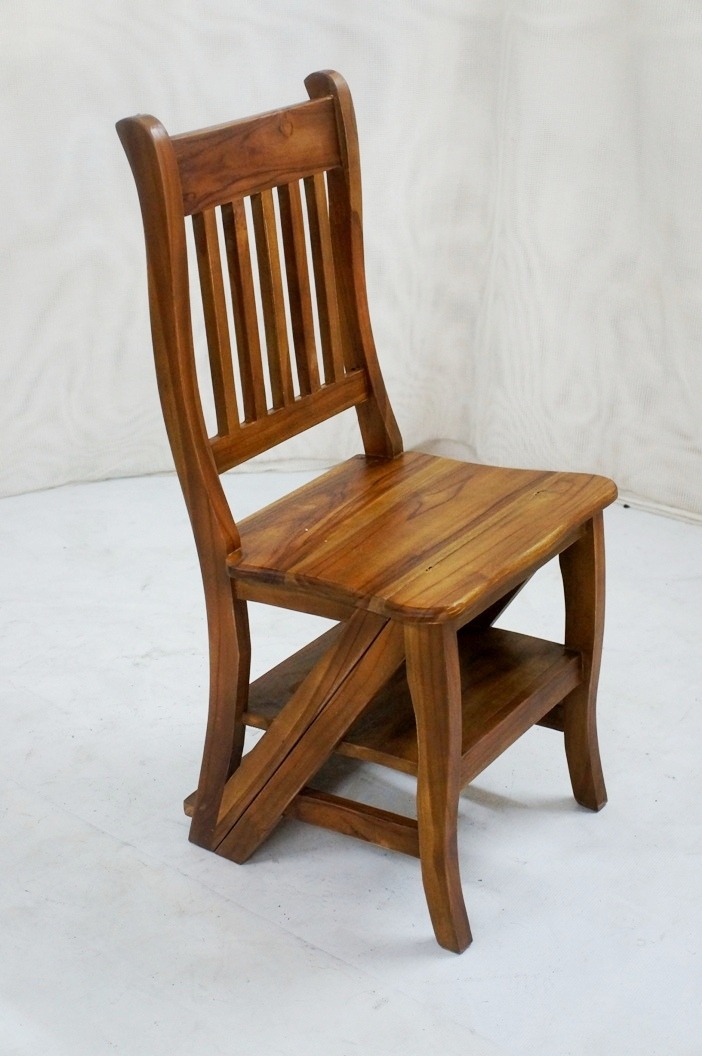 Handcrafted Solid Teak Wood Convertible Ladder Chair Furniture ...