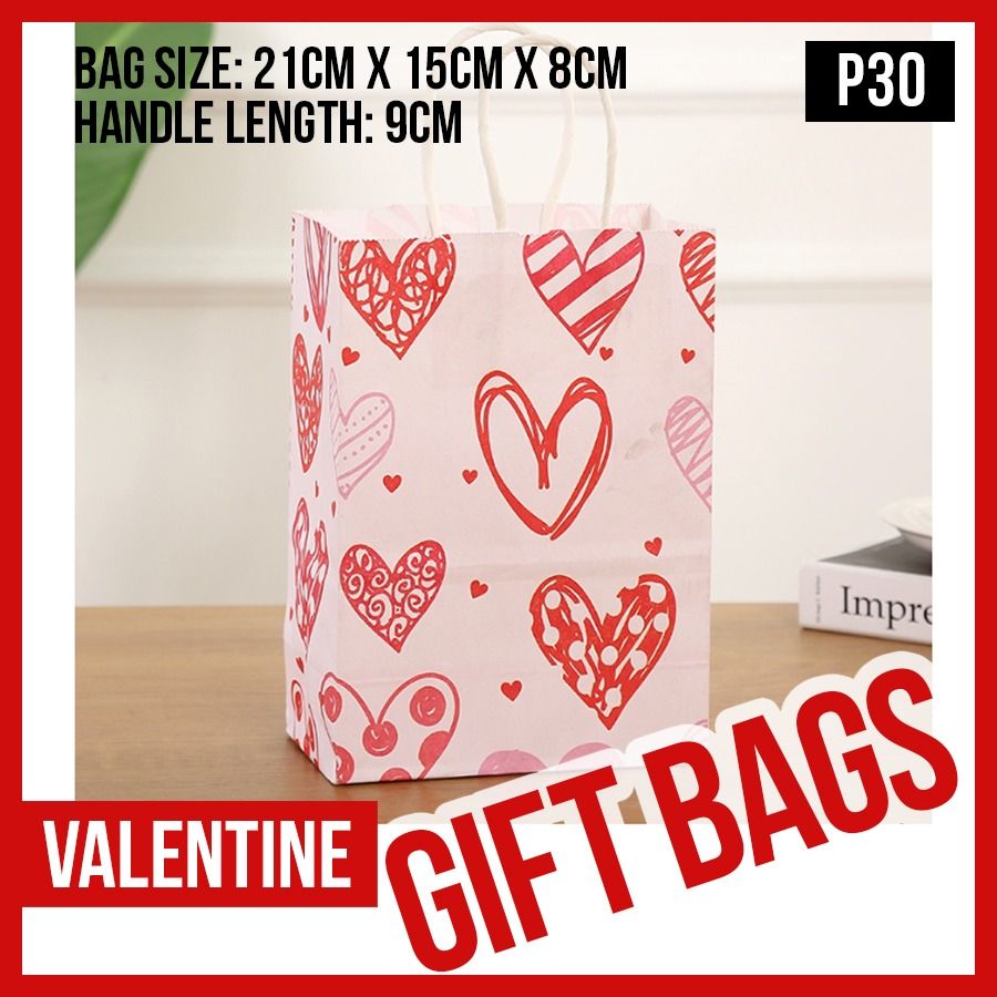 Hearts Valentines Love Heart Gift Paper Loot Bag Party Bag, Hobbies ...