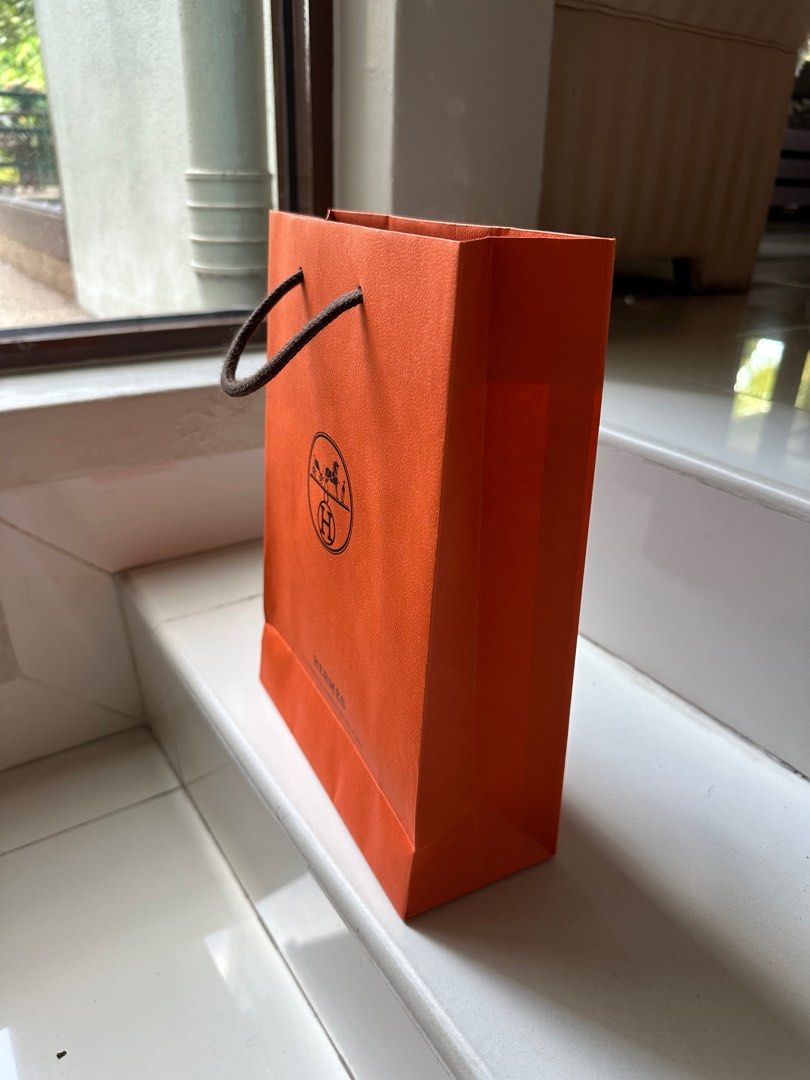 Hermes small orange paper bag, Luxury, Accessories on Carousell