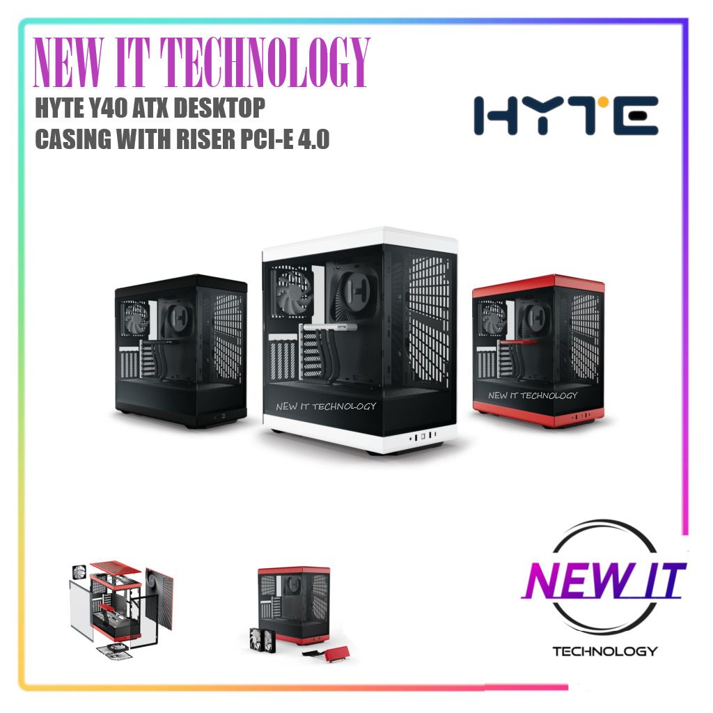 HYTE Y40 MID-TOWER ATX DESKTOP PC CHASSIS CASING WITH RISER PCI-E 4.0 ...