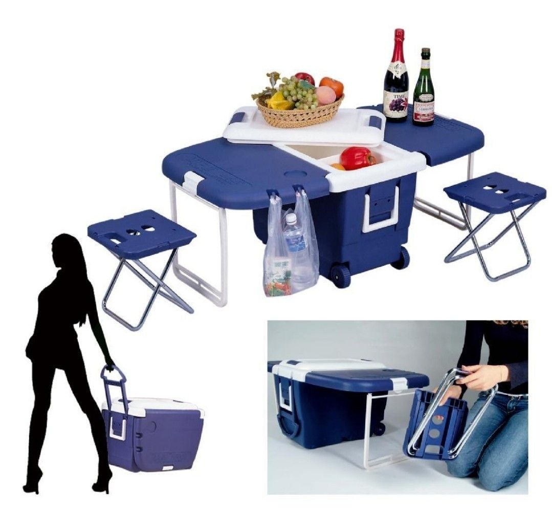 Multi-functional 22L Cooler Box with Wheels, Furniture & Home Living ...
