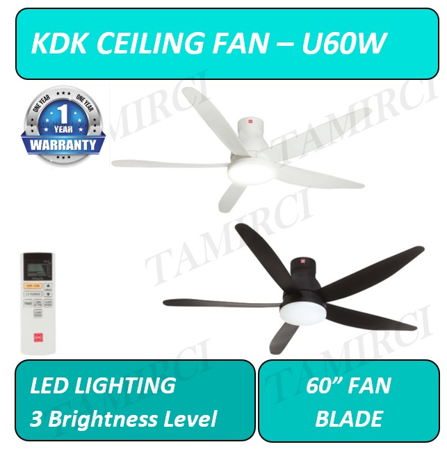KDK U60W CEILING FAN with LED, Furniture & Home Living, Lighting & Fans ...