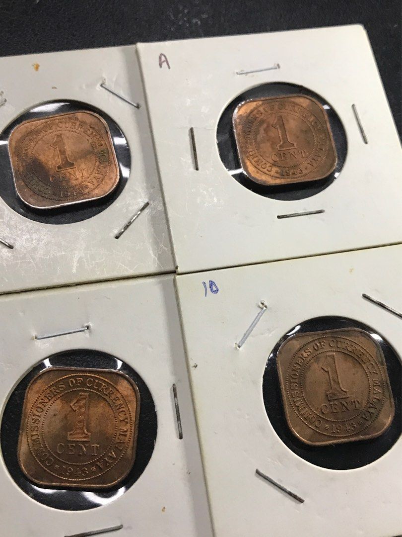 Malaya 1 cent 1943 King George VI duit lama, Hobbies & Toys ...