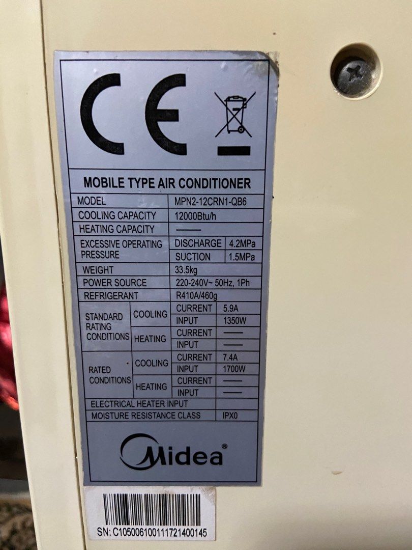 Midea mobile type air conditioner, TV & Home Appliances, Air ...