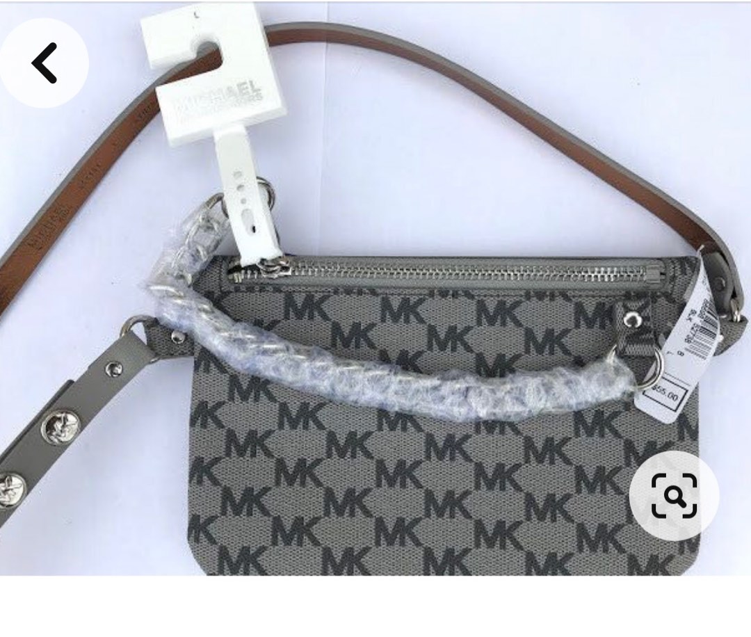 MK Leather Logo Fanny Pack in Grey # 554131, Women's Fashion, Bags ...