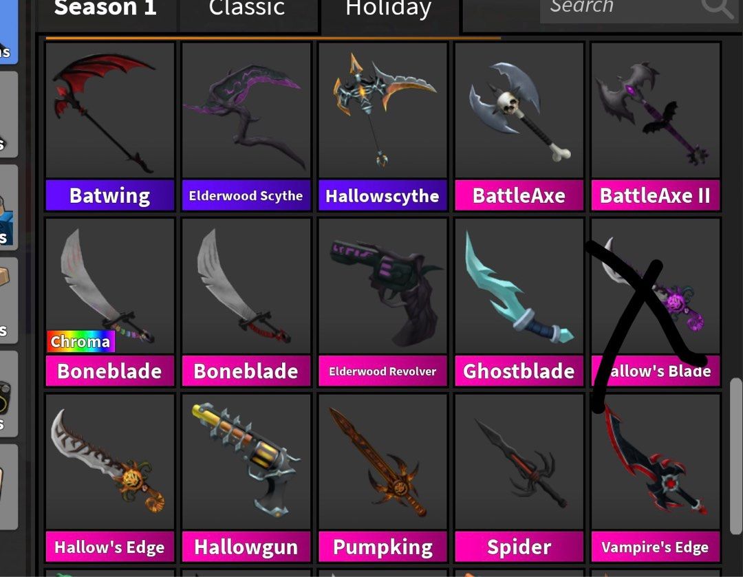 mm2 swords, 電子遊戲, 遊戲機配件, 遊戲週邊商品 - Carousell