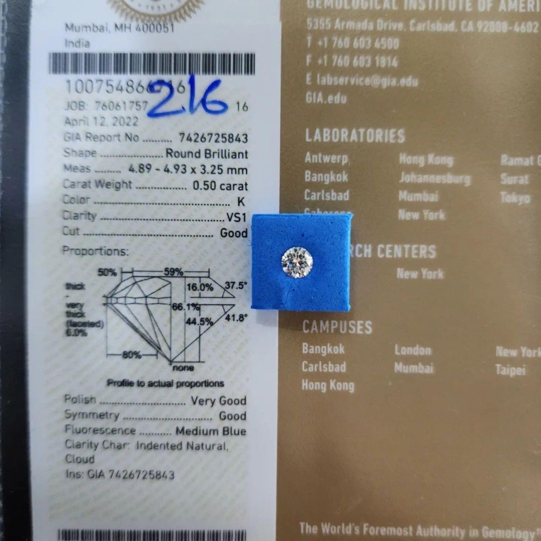 NATURAL DIAMOND WITH GRA CERTIFICATE, Luxury, Accessories on Carousell