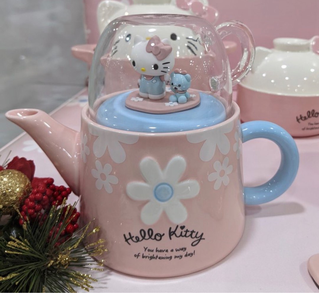 Ntuc FairPrice Ceramic Tea Pot with Glass Cup, Furniture & Home Living ...