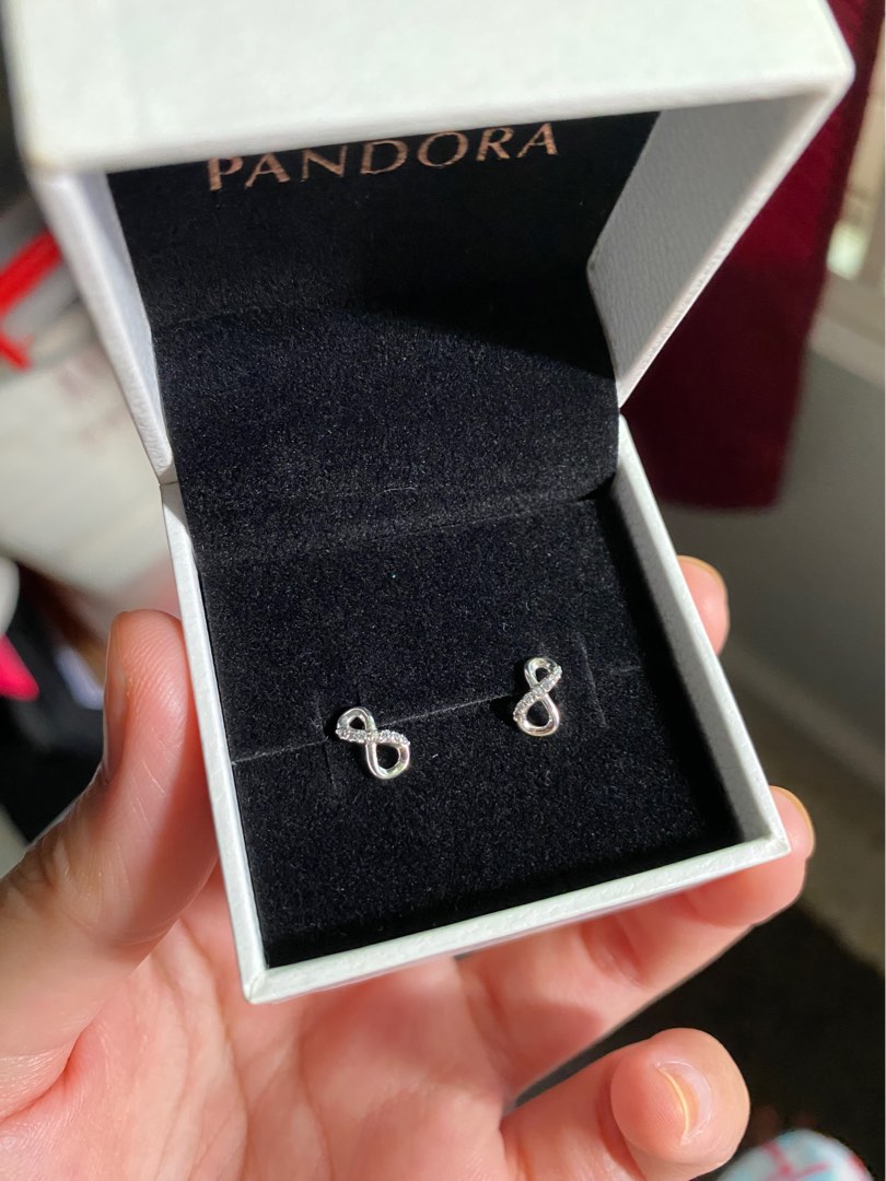 Pandora Sparkling Infinity Stud Earrings, Women's Fashion, Jewelry ...