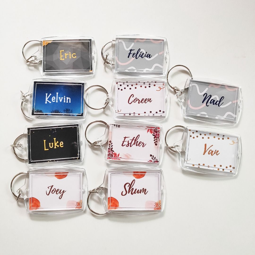 Personalised Keychain Customised with Name Photo Emergency Contact ...