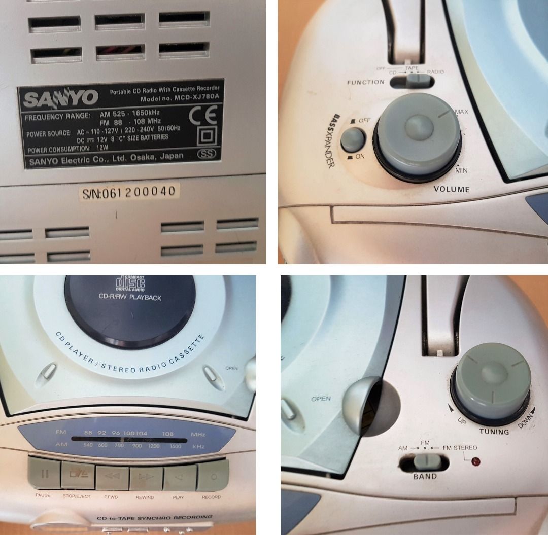 Portable Sanyo Model MCD-XJ780A Player, Japan, Mobile Boombox, AM, FM ...