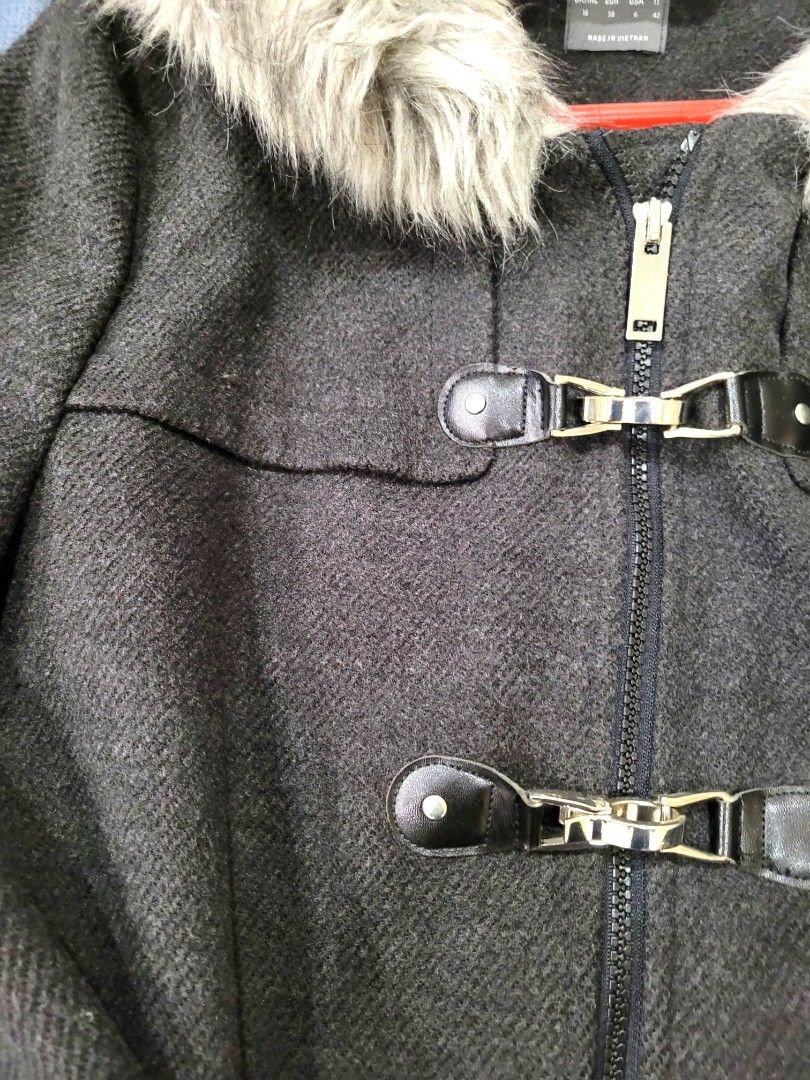Primark wool jacket with fur hood, Women's Fashion, Coats, Jackets and ...
