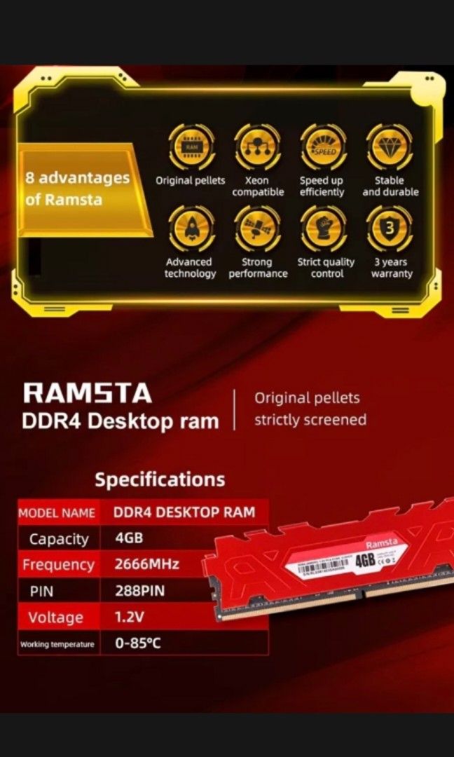 Ramsta 8gb ram ddr4 2666mhz with box, Computers & Tech, Parts ...