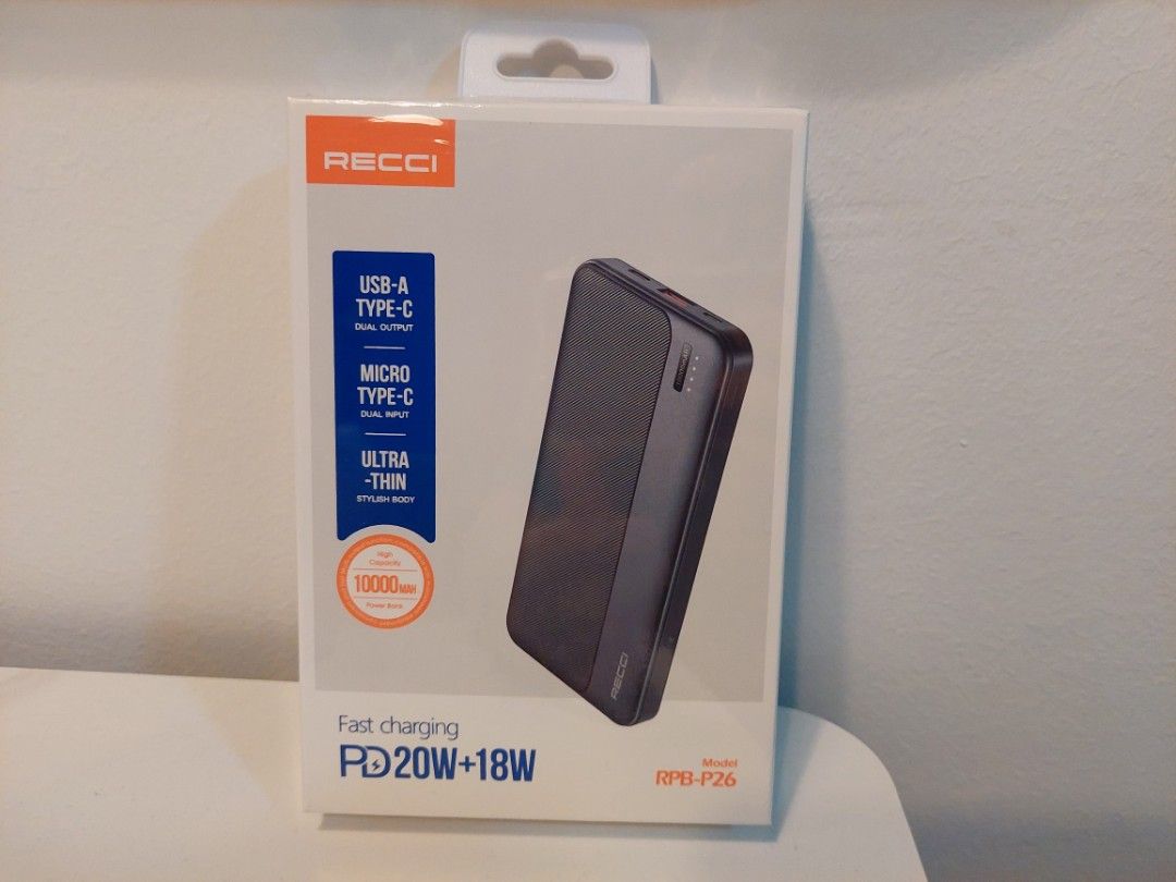 Recci RPB-P26 Power Bank 10,000mah PD20W + 18W fast charging, Mobile Phones & Gadgets, Mobile ...