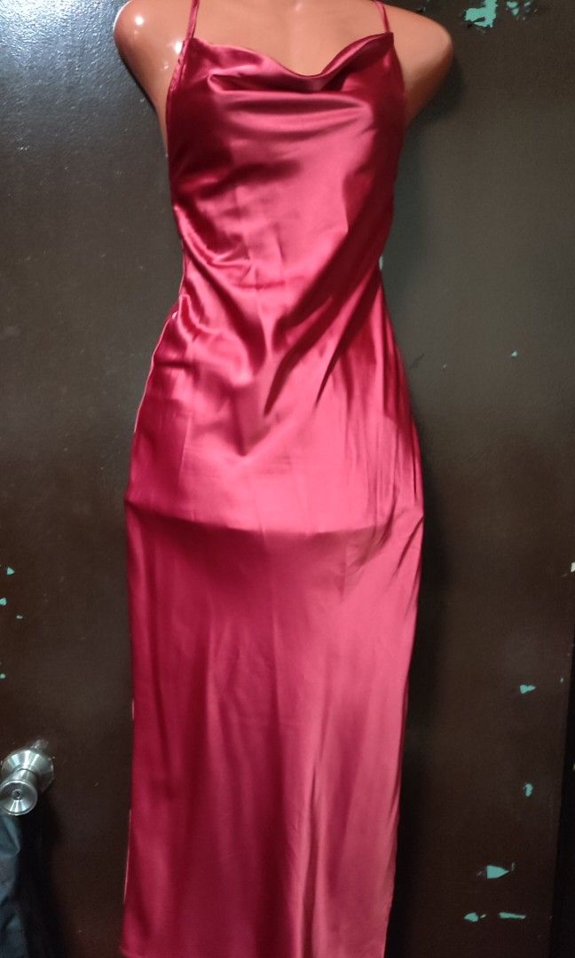 Red Silk Dress Shein Womens Fashion Dresses And Sets Dresses On Carousell