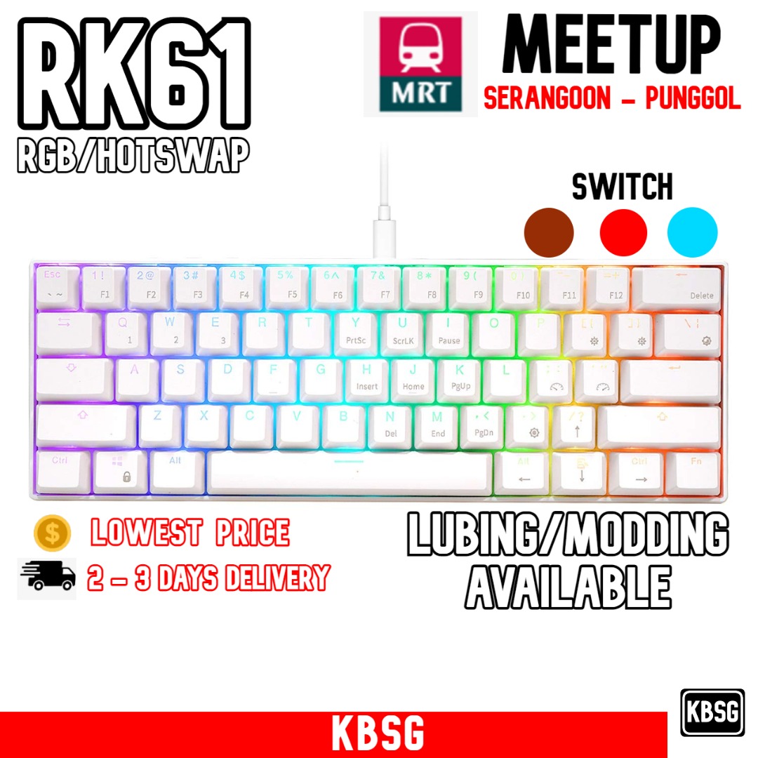 RK61 hotswap RGB wireless 60% mechanical keyboard, Computers & Tech, Parts & Accessories ...