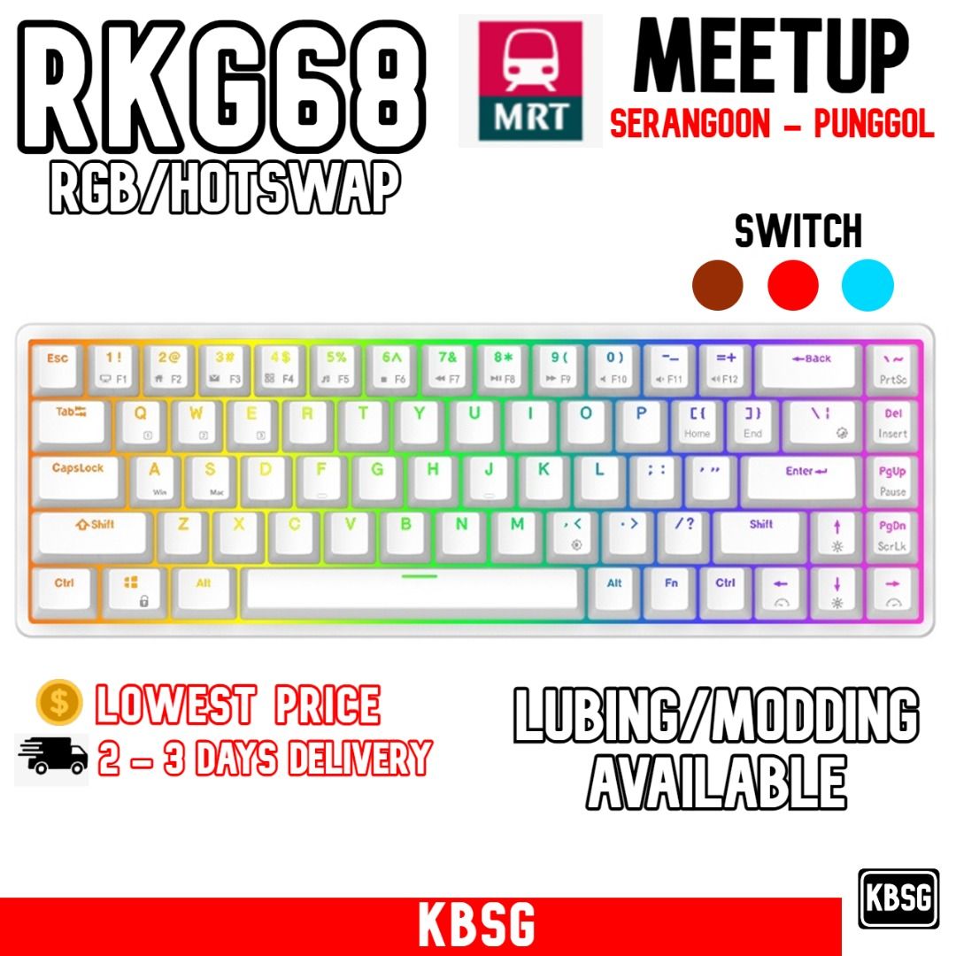 RK68 / RK837 hotswap RGB wireless 65% mechanical keyboard, Computers & Tech, Parts & Accessories ...