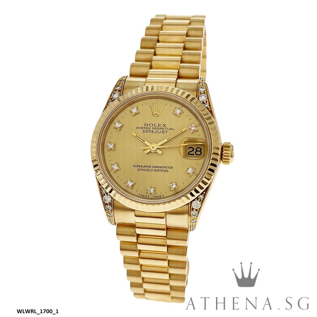 ROLEX 18K YELLOW GOLD ROLEX LADIES DATEJUST “N” SERIES “CHAMPAGNE ...