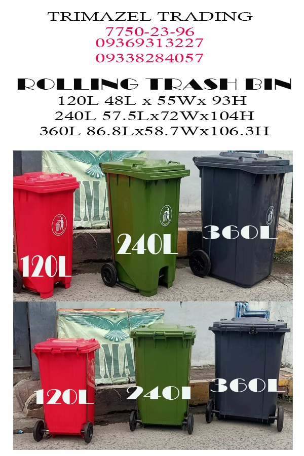 ROLLING TRASH BIN, Furniture & Home Living, Cleaning & Homecare ...