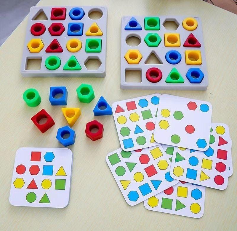 Shape Puzzle Montessori Geometric Shape Matching Game with Puzzles ...