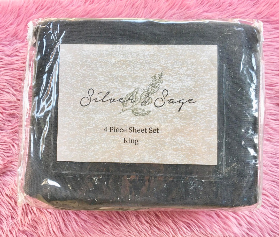Silver & Sage King 4 Piece Sheet Set (Sage Green), Furniture & Home ...